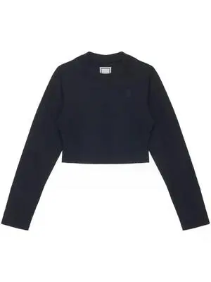 WOOYOUNGMI Logo-embroidered Cropped T-shirt - Black