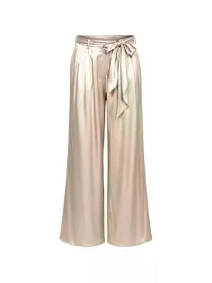 Max & Moi Barni Satin-finish Bow-detail Trousers - Neutrals