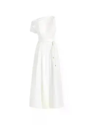 Manière De Voir Asymmetrical Draped Midi Dress - White