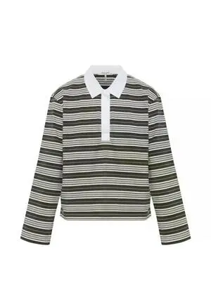 Rag & Bone Striped Long-sleeve Polo Shirt - Green