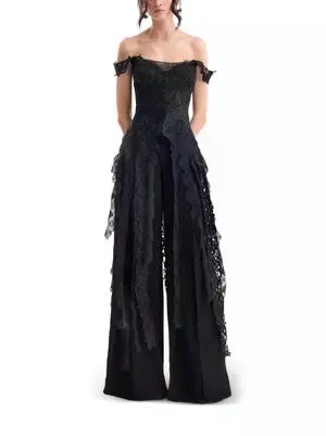 GEMY MAALOUF Off-shoulder Embroidered Top - Black