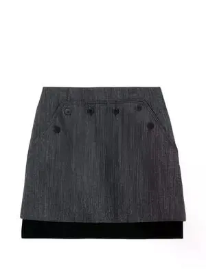 Claudie Pierlot Bi-material Short Skirt With Velvet Panel - Blue