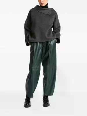 YVES SALOMON Button-shoulder Funnel-neck Blouse