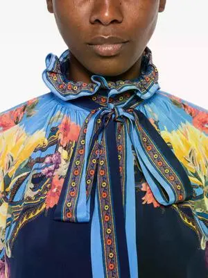 Etro Floral Print Ruffled Collar Blouse