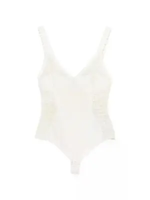 Elisabetta Franchi Lace-panelled Sleeveless Top - Neutrals