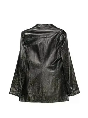 Roberto Cavalli 1990s Paisley-print Leather Jacket - Black
