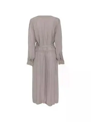 Hermès 1970s Logo-print Belted Silk Midi Dress - Grey