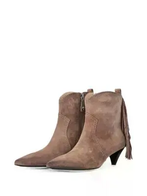 Pinko Fringe Detail Suede Ankle Boots