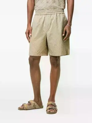 Burberry Check Embroidered Cotton Shorts