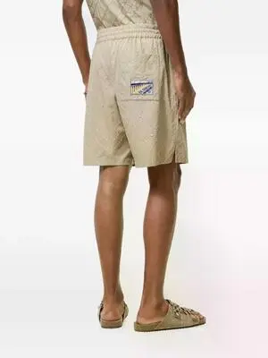 Burberry Check Embroidered Cotton Shorts