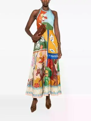 ALEMAIS Alemas Halterneck Graphic Print Maxi Dress