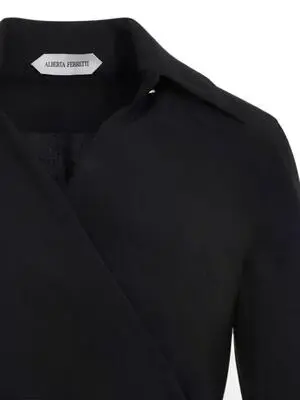 Alberta Ferretti Midi Wrap Dress With Lace Trim