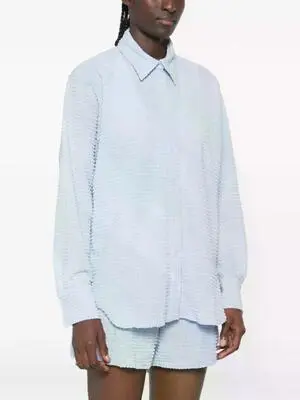Hunza G Oversized Seersucker Shirt - Blue