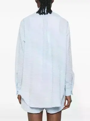 Hunza G Oversized Seersucker Shirt - Blue