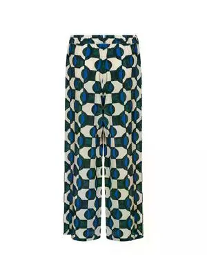 Max Mara Eusebio Geometric-print Silk Palazzo Pants - Neutrals