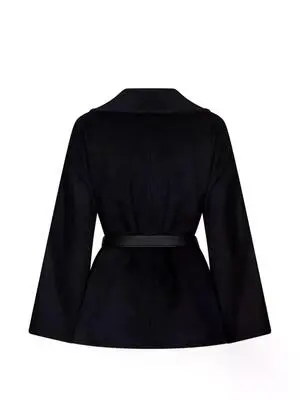 Max Mara Belted Virgin Wool Coat - Blue