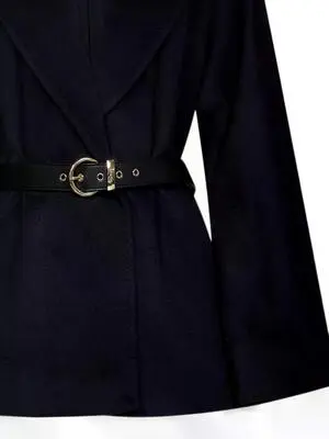 Max Mara Belted Virgin Wool Coat - Blue