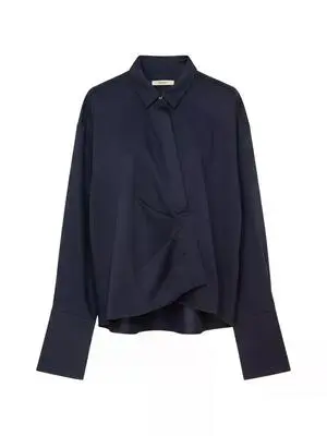 ODEEH Pleated Long-sleeve Shirt - Blue
