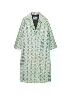 Prada Single-breasted Floral Jacquard Duchesse Coat - Green