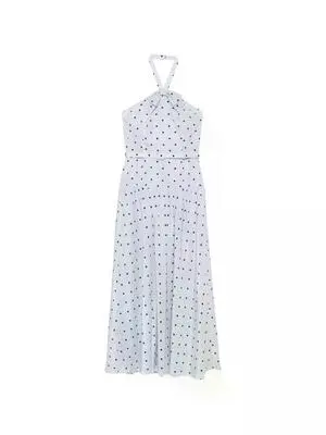 Alessandra Rich Polka-dot Halter-neck Midi Dress - Blue