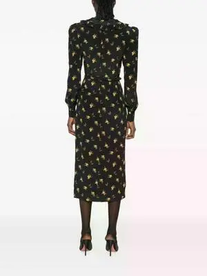 Alessandra Rich Floral Print Ruffled Midi Dress