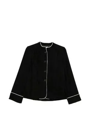 FORTE_FORTE Piped Trim Corduroy Jacket - Black