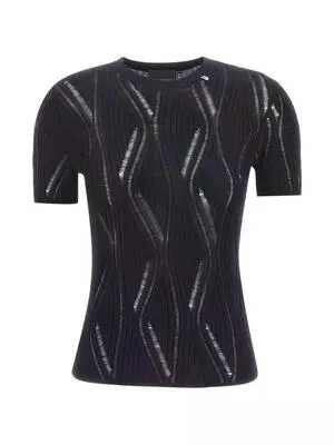 Liu Jo Ribbed Knit Cut-out T-shirt - Blue