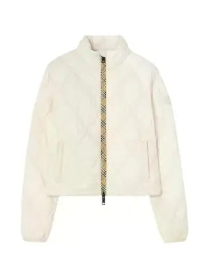 Burberry Quilted Nylon Bramford Jacket With House Check Taping - Neutrals
