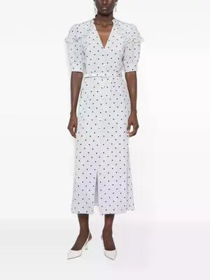 Alessandra Rich Polka-dot Ruffled Midi Dress - Blue