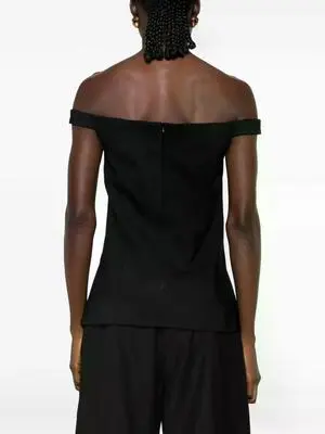 RÓHE Off-shoulder Blouse With V-neck And Rear Zip - Black