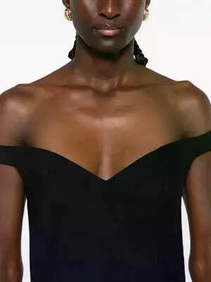 RÓHE Off-shoulder Blouse With V-neck And Rear Zip - Black