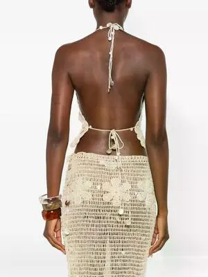 ASTA RESORT Charlotte Crochet Shell-embellished Top
