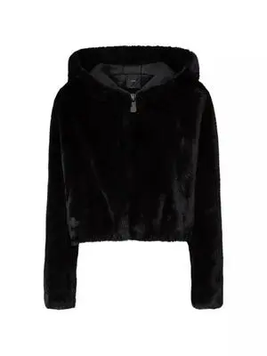 Pinko Faux Fur Hooded Jacket - Black