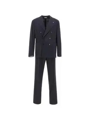 MANUEL RITZ Double-breasted Peak-lapel Suit - Blue