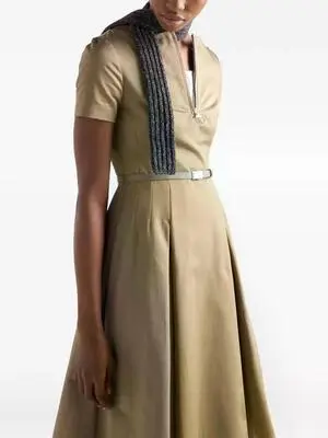 Prada Chino Zipper Dress With Boat Neck And Short Sleeves