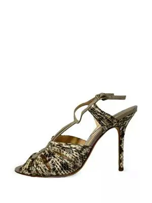 JIMMY CHOO Python-embossed Strappy Peep-toe Sandals