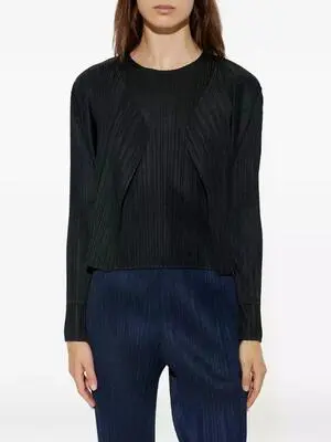 Issey Miyake Pleated Open-front Cardigan - Black