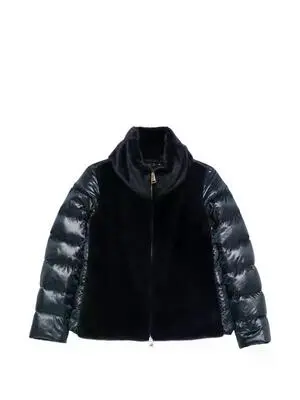 Herno Quilted Faux-fur Panel High Neck Jacket - Blue