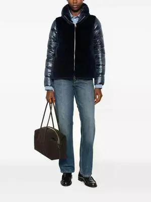 Herno Quilted Faux-fur Panel High Neck Jacket - Blue
