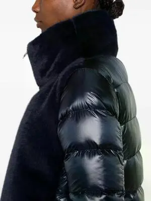 Herno Quilted Faux-fur Panel High Neck Jacket - Blue