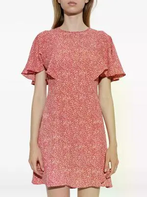 Michael Kors Speckled Ruffled Sleeve Mini Dress - Red