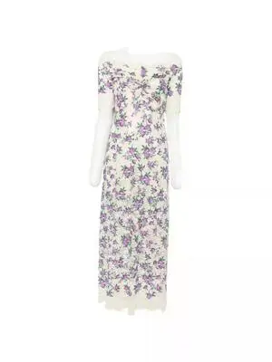 PACO RABANNE Floral-embroidered Lace-texture Midi Dress