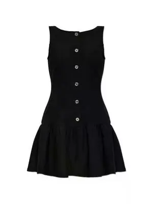 Michael Kors Ruffled-skirt Button-up Mini Dress - Black