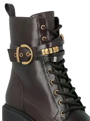 Pinko Buckle-detail Lace-up Ankle Boots