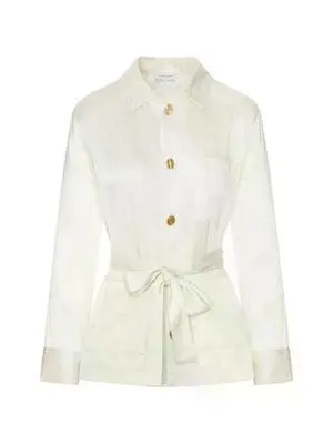 FORTE_FORTE Jacquard-pattern Belted Jacket