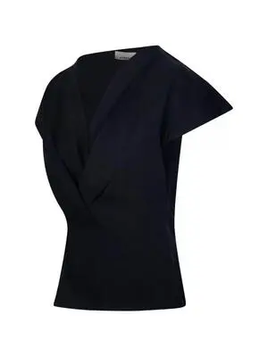 MARANT ETOILE Nadrine Wrap-style Cap-sleeve T-shirt - Blue