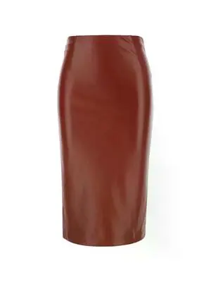 JUCCA Leather Midi Skirt With Concealed Fastening
