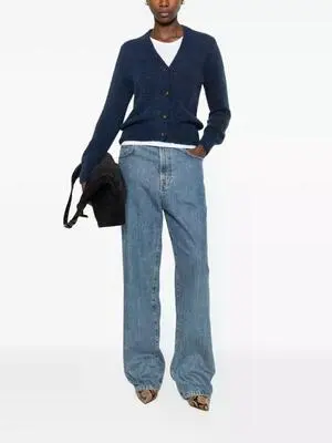 BASE V-neck Cardigan With Button Fastening - Blue