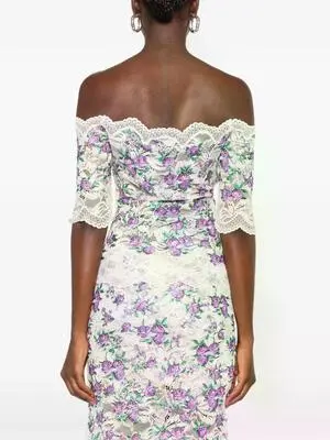 Rabanne Embroidered Lace-trim Off-shoulder Top