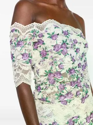 Rabanne Embroidered Lace-trim Off-shoulder Top